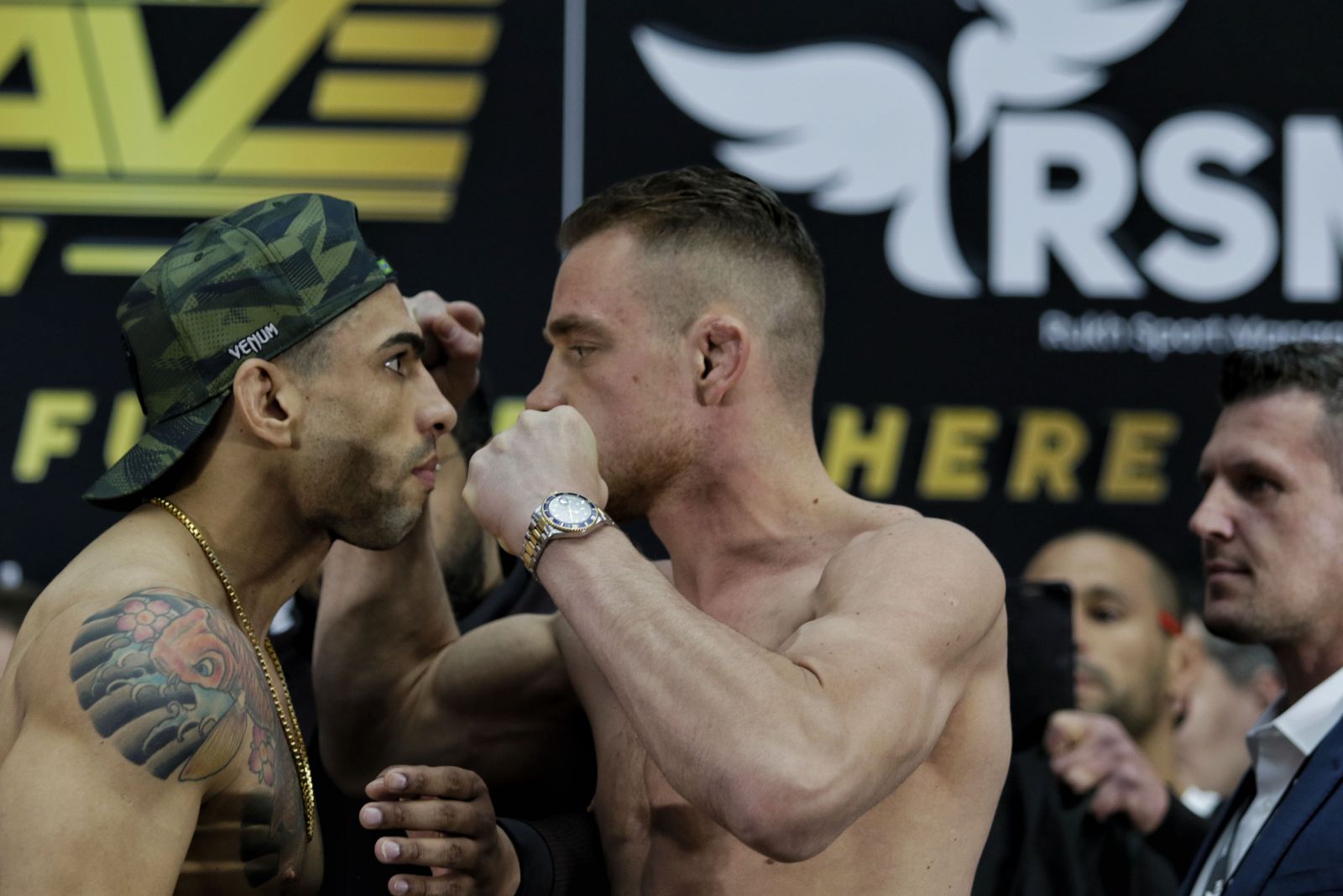 Lucas Martins and Marcel Grabinski have to be held back at BRAVE CF 51 weigh-ins | BRAVE Combat ...