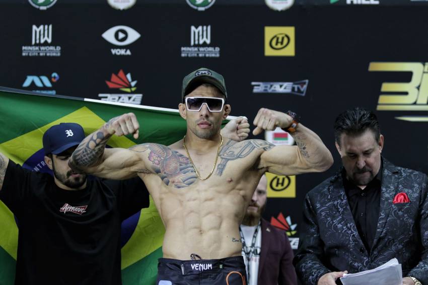 Lucas Martins and Marcel Grabinski have to be held back at BRAVE CF 51 weigh-ins | BRAVE Combat ...
