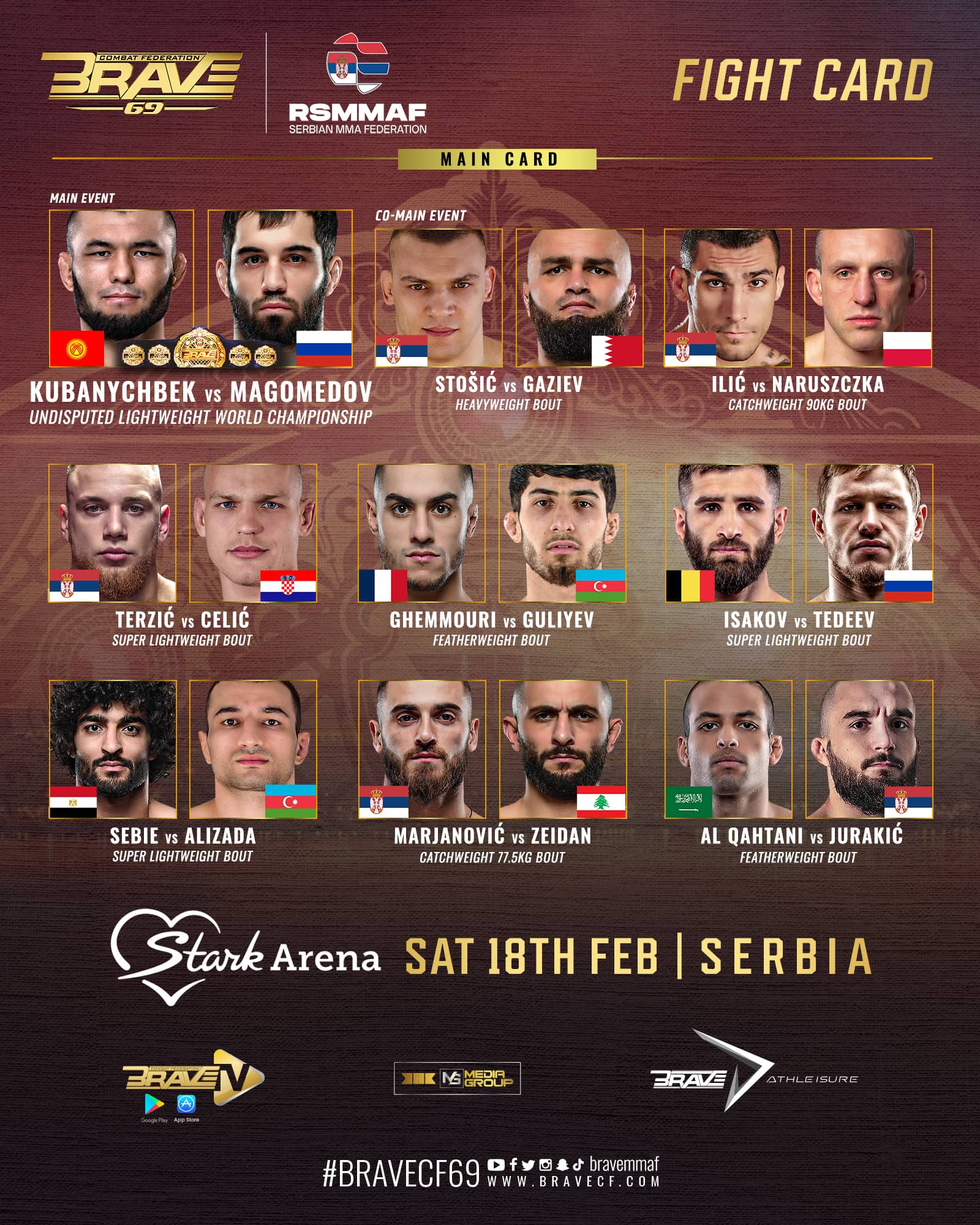 BRAVE CF 69: truly global fight card announced with 12 nations represented