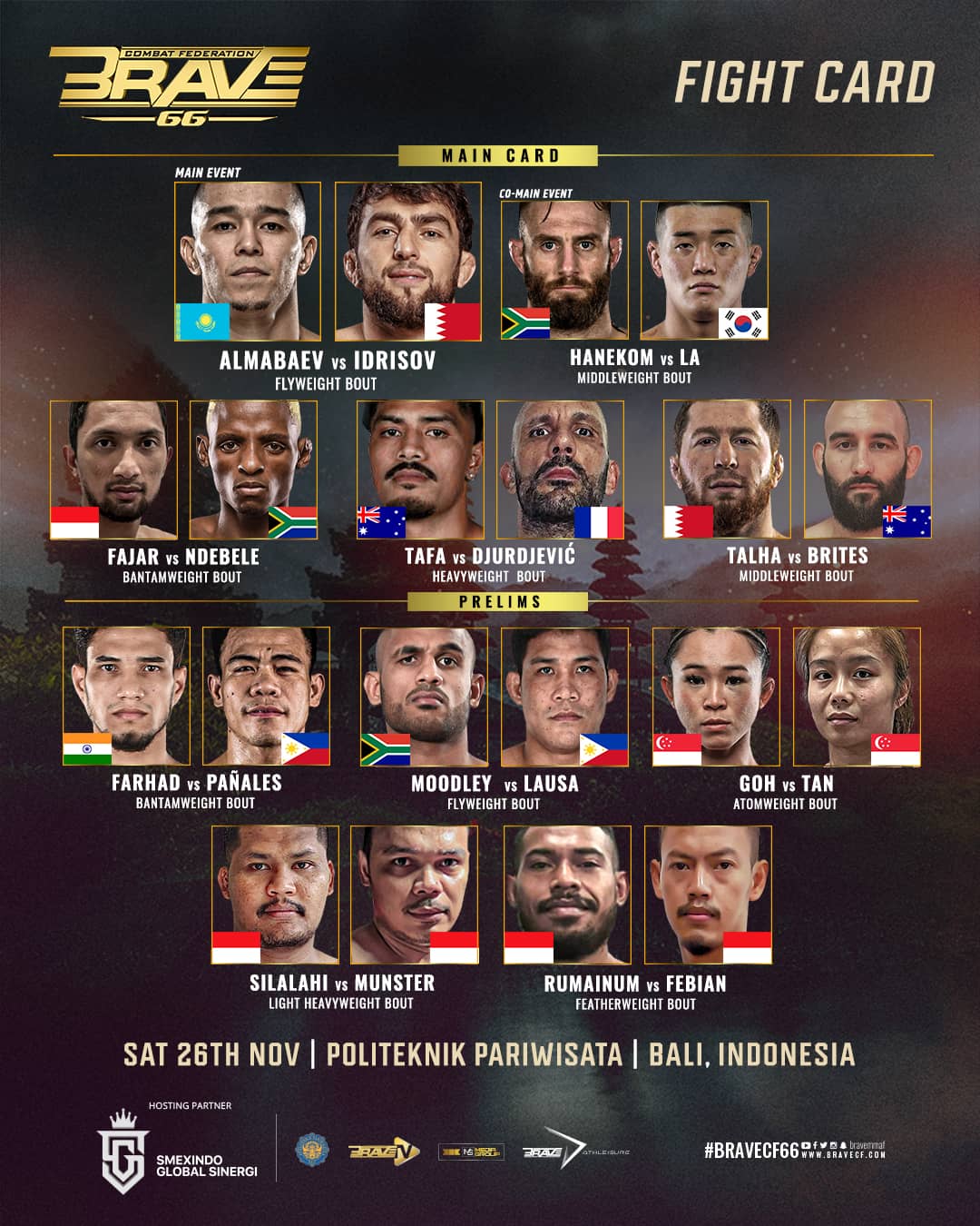 BRAVE CF releases full fight card for return to Indonesia
