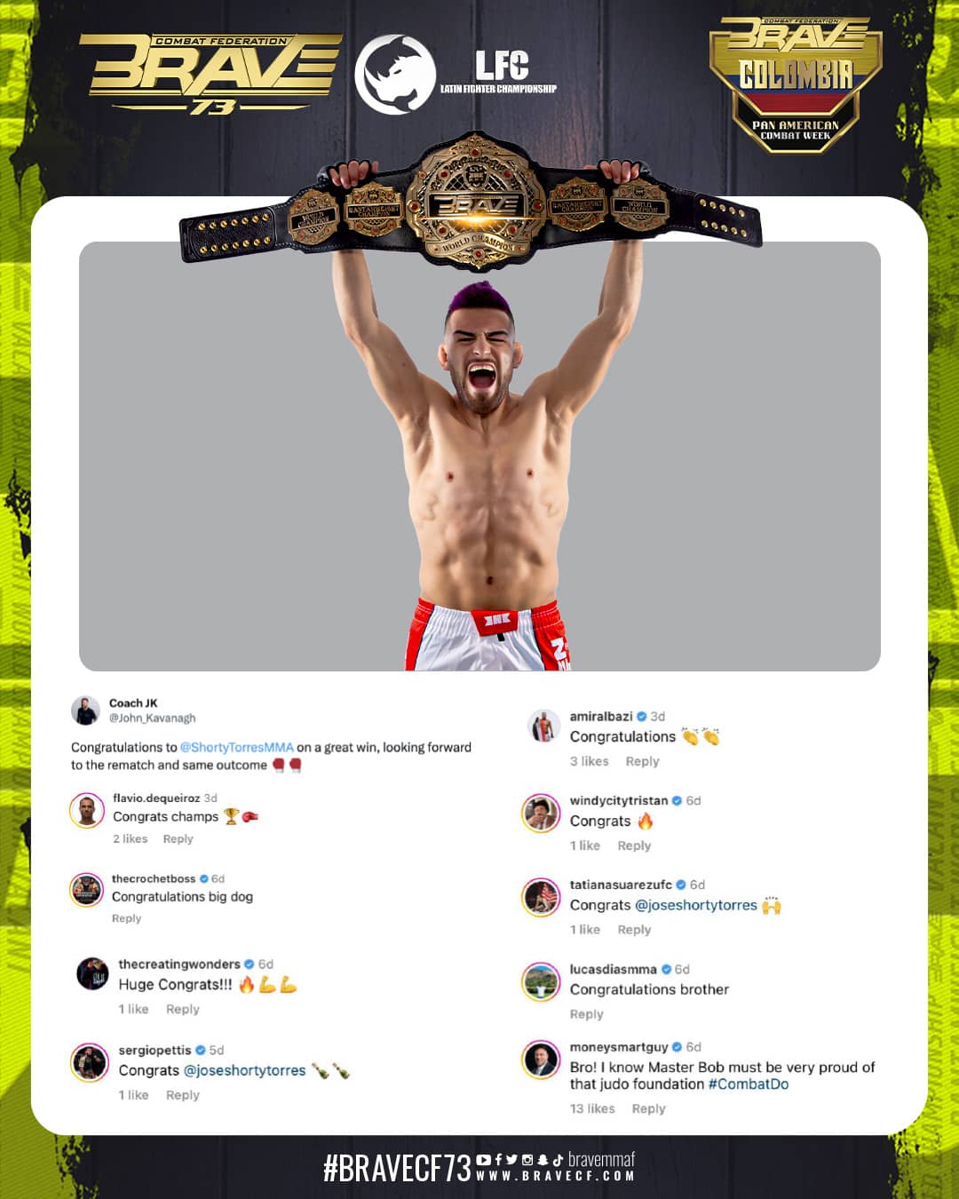 MMAs finest celebrate Jose Shorty Torres Bantamweight title win at ...